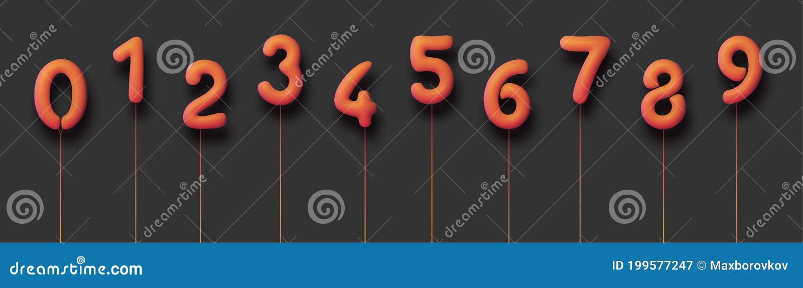 Set of Isolated Orange Balloon Numbers Stock Vector - Illustration of ...