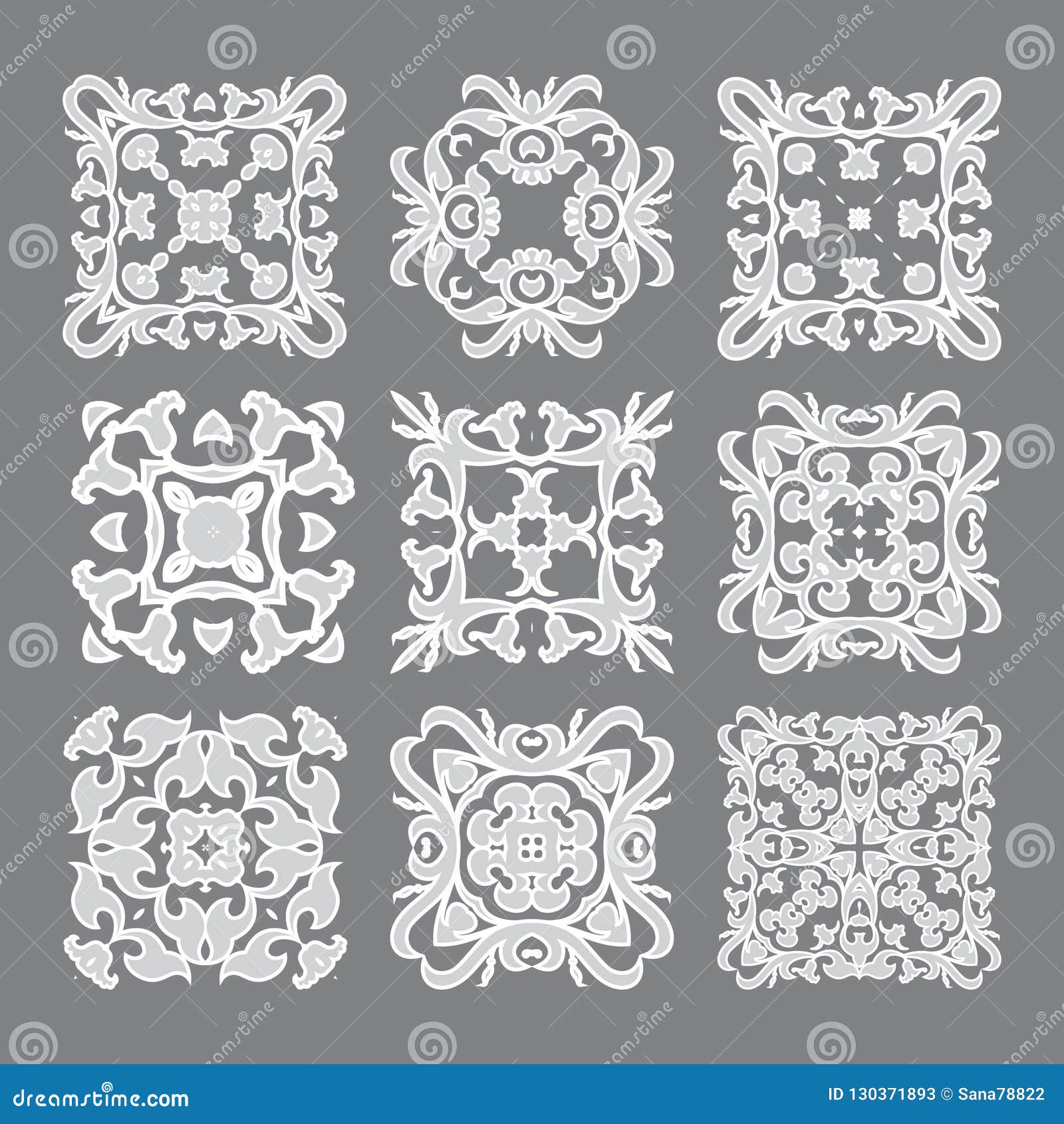 Set of Isolated Ornaments of Different Geometric Shapes. Vector ...