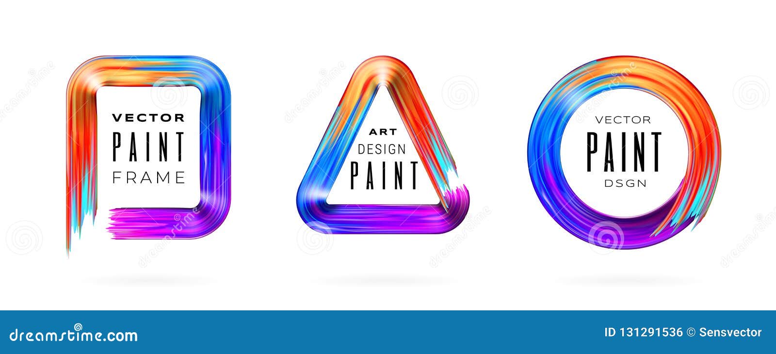 Paint Brush Stroke Geometric Frames or Borders Stock Vector ...