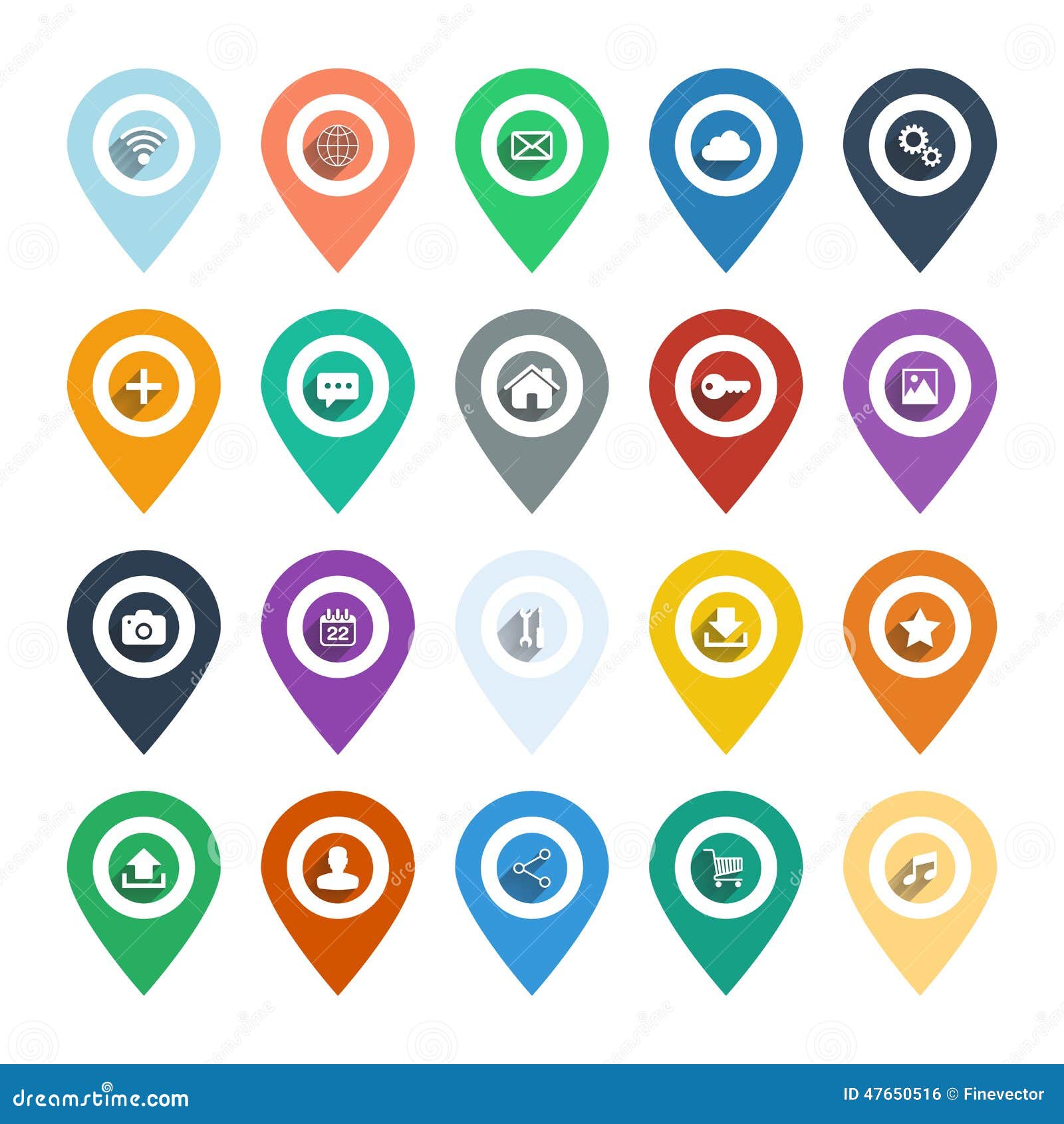 Set of Isolated Pointers and Markers for Map and Plan with Web Icons ...
