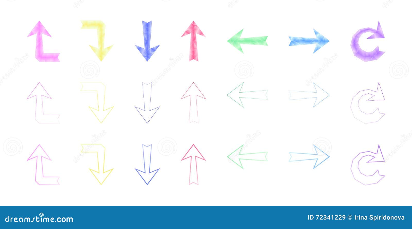 Set of Isolated Polygonal Arrows and Arrow with a Gradient Stock Vector ...