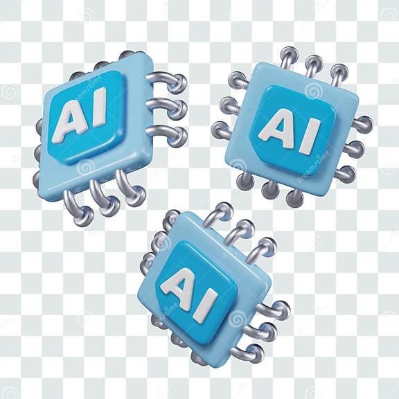 Set of Isolated Processors in Different Positions. Blue Electronic Circuits for Data Processing ...