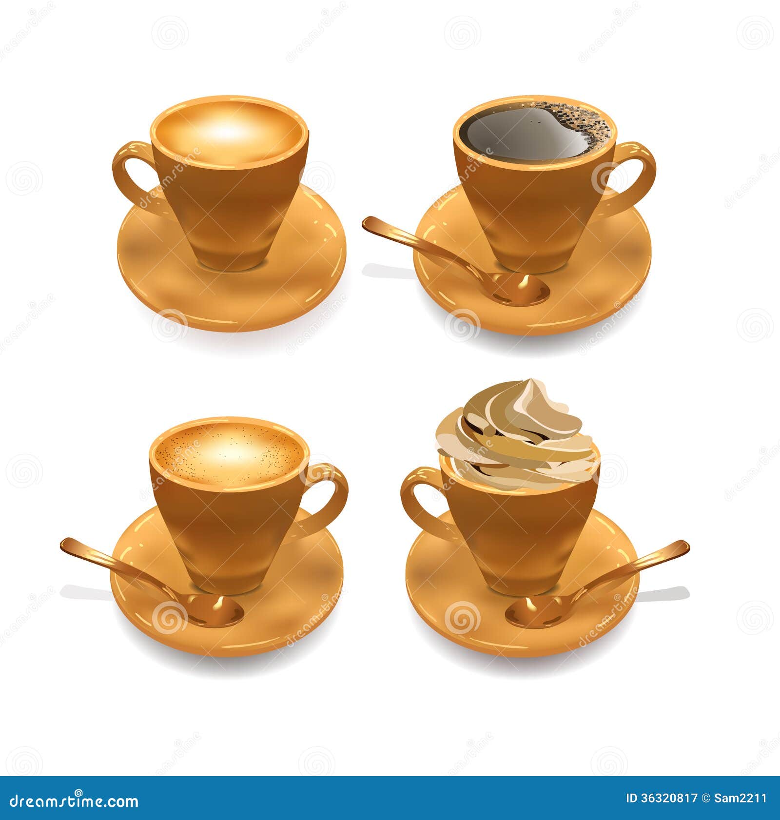 Set of Isolated Realistic Cup of Coffee. Stock Illustration ...