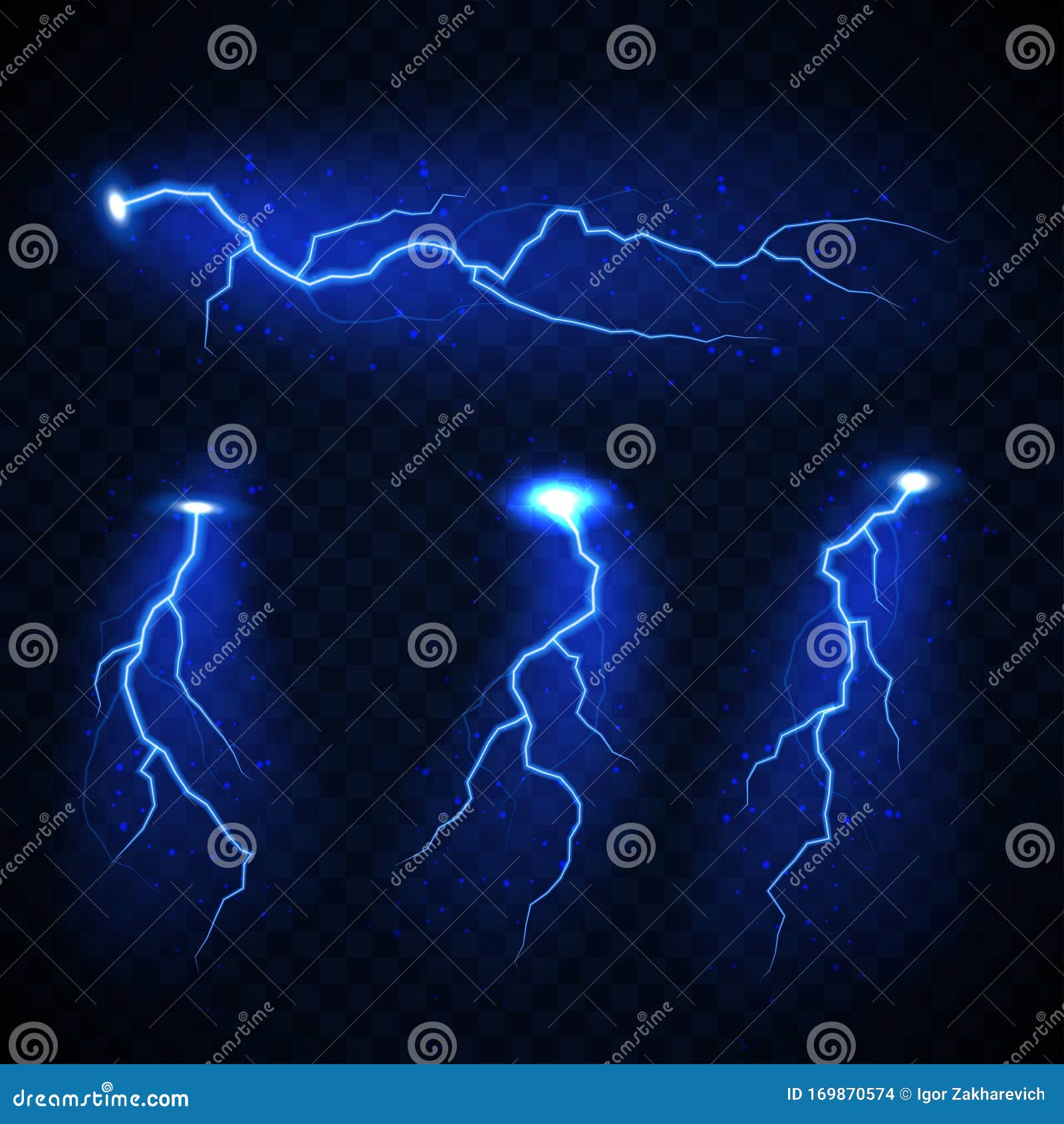 Realistic Lightning Isolated On A Transparent Background. Natural ...