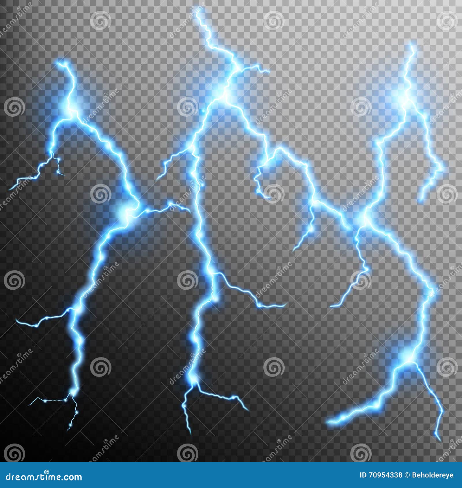 Set of the Isolated Realistic Lightnings. EPS 10 Stock Vector ...