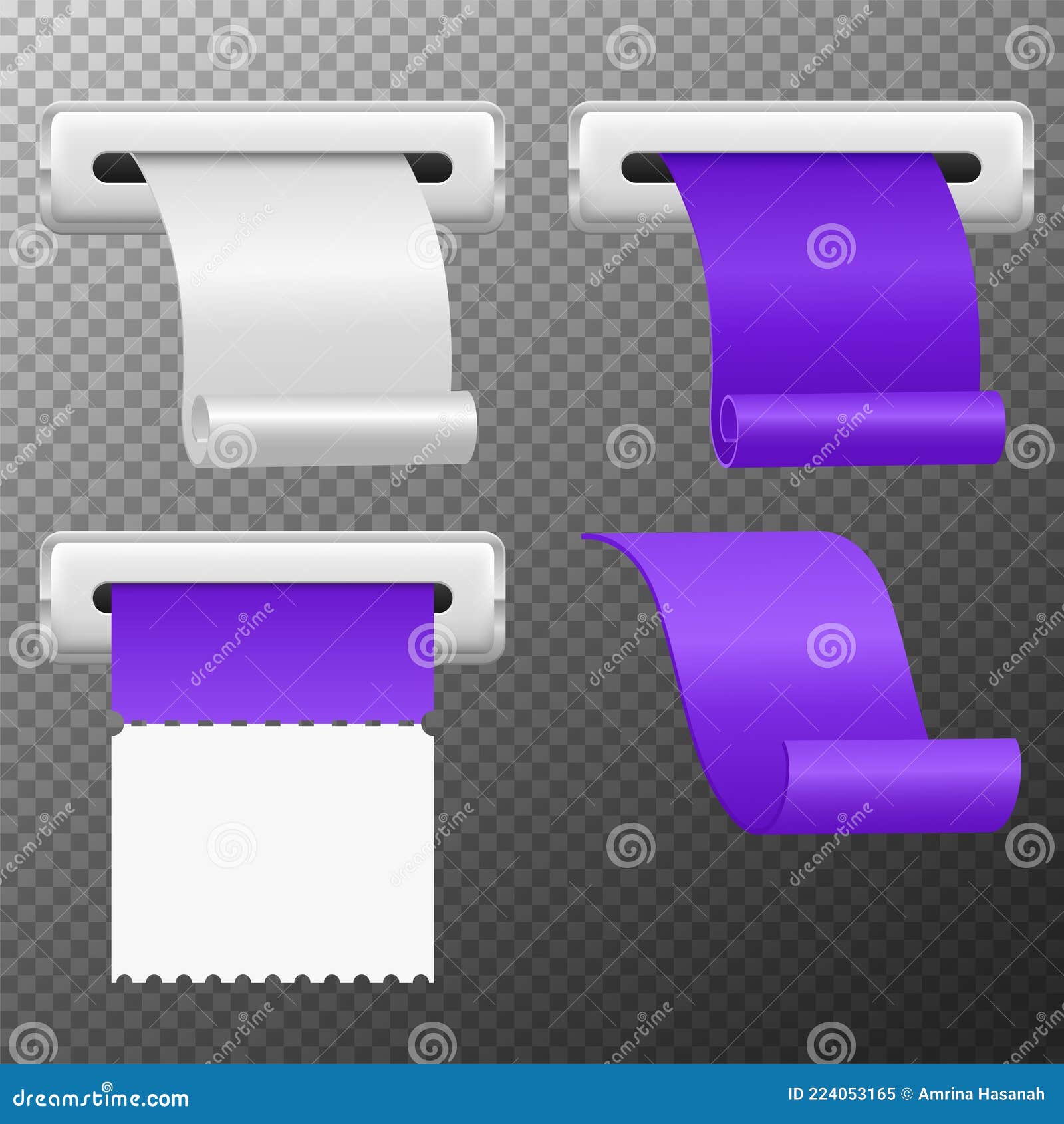 Set of Isolated Realistic Receipt Rolled Papers on Transparent Stock ...