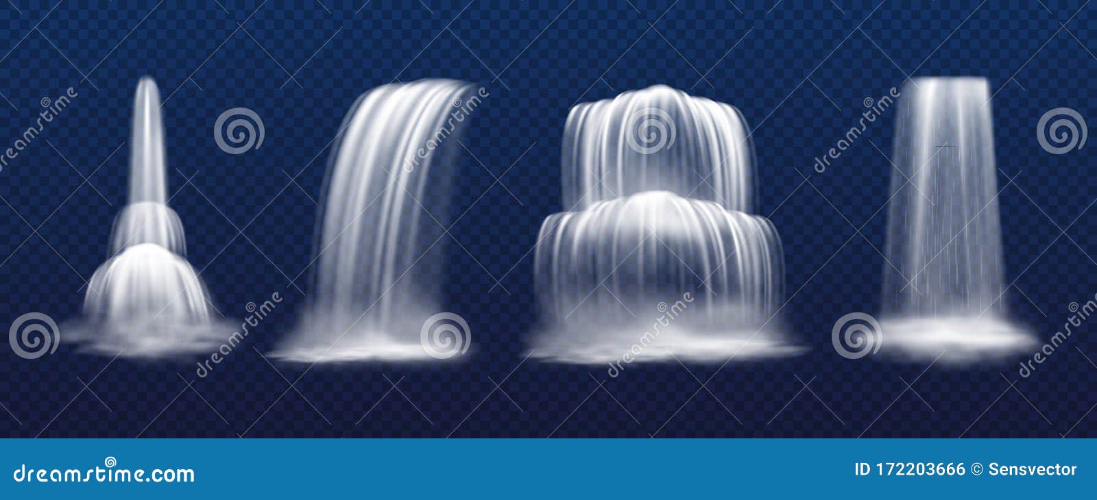 Cascade Waterfall. Realistic 3D Falling Mountain Streams With Fog ...