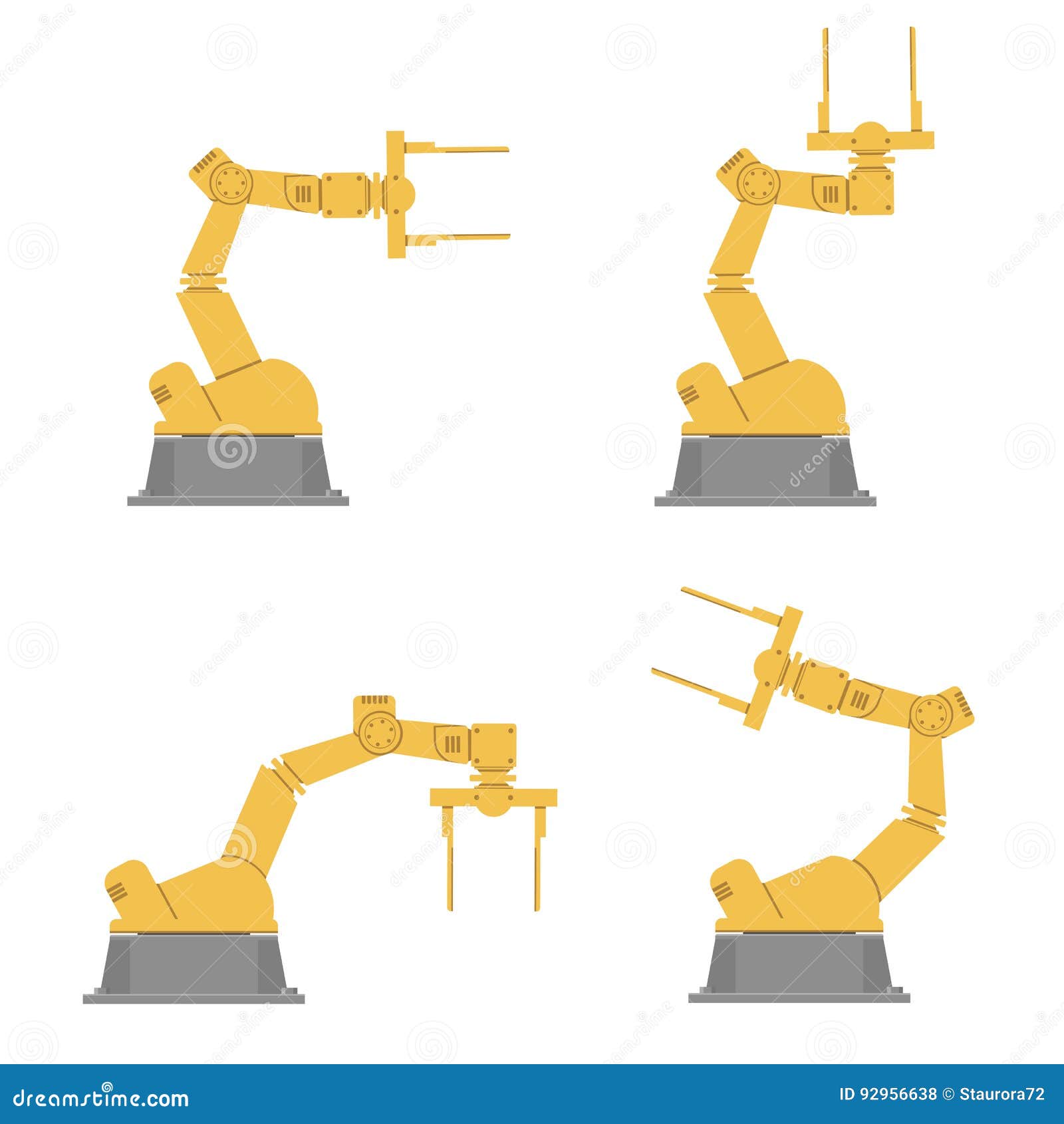 Set of Isolated Robotic Hands. Assembly Using Robotic Arms. Industrial ...