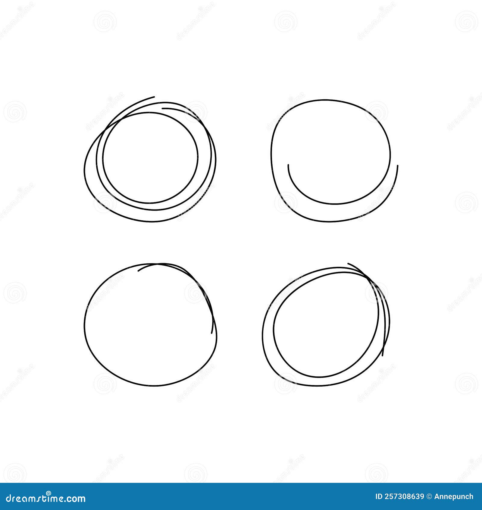 Set of Isolated Round Elements. Drawn by Hand with Thin Lines Stock ...