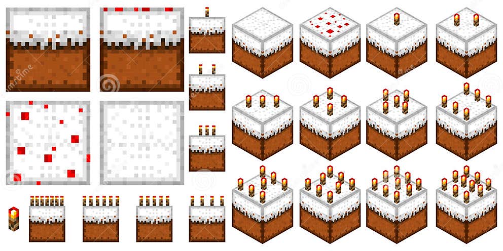 Set of Isolated Seamless Textures and Objects in the Style of Minecraft ...