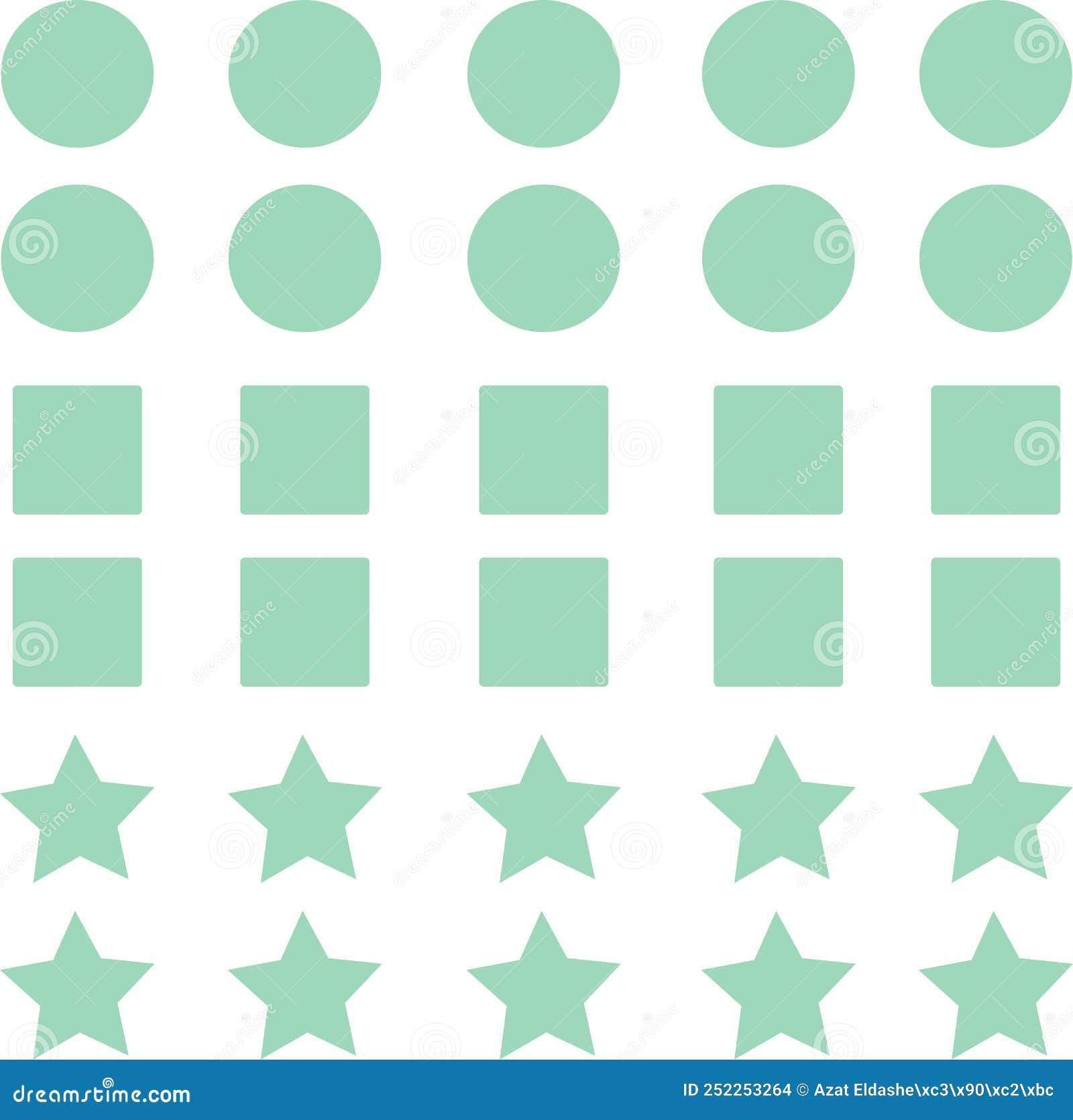 Set Isolated Shapes Circles Squares Asterisks Mint Green Stock Vector ...