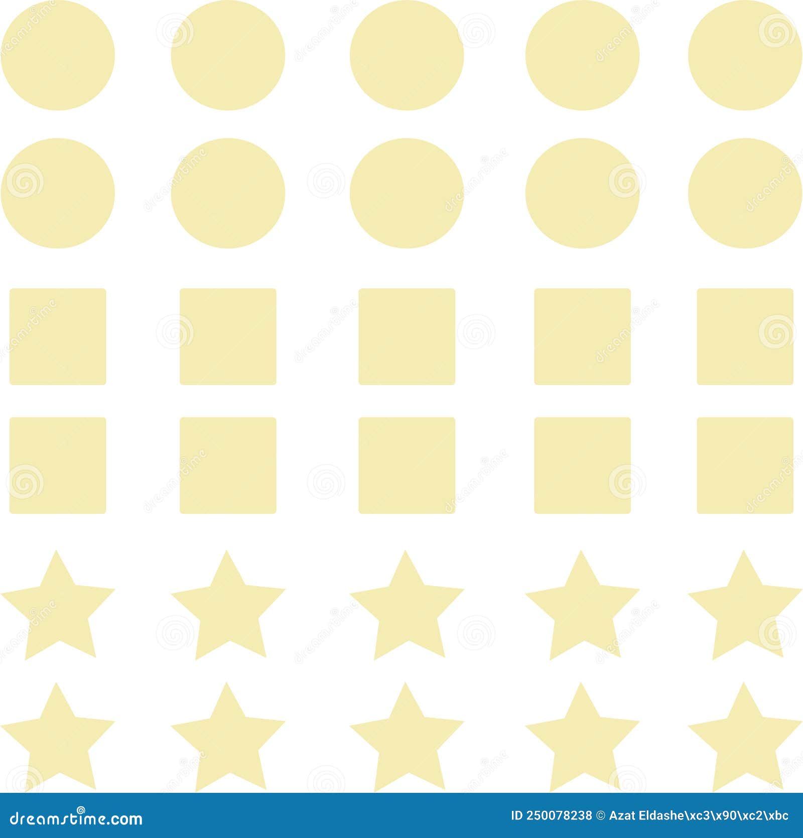 Set Isolated Shapes Circles Squares Asterisks Yellow Stock Vector ...