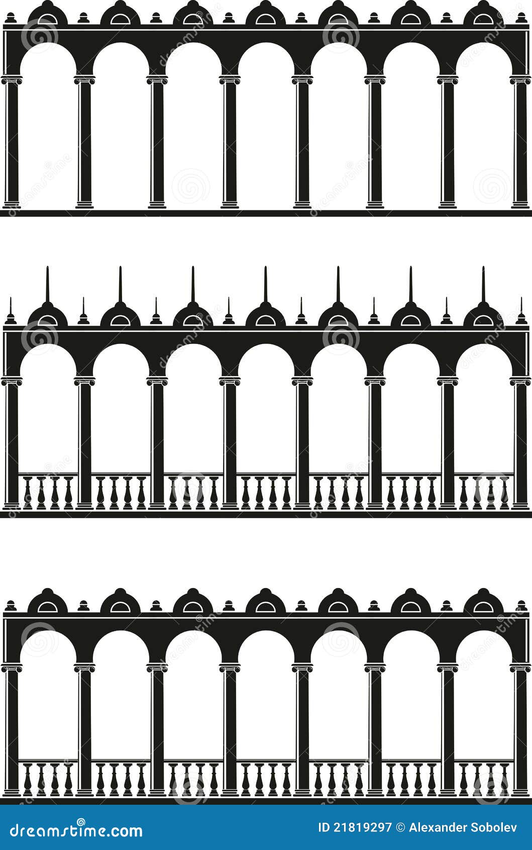 Set of Isolated Silhouettes of Gallery Stock Vector - Illustration of ...