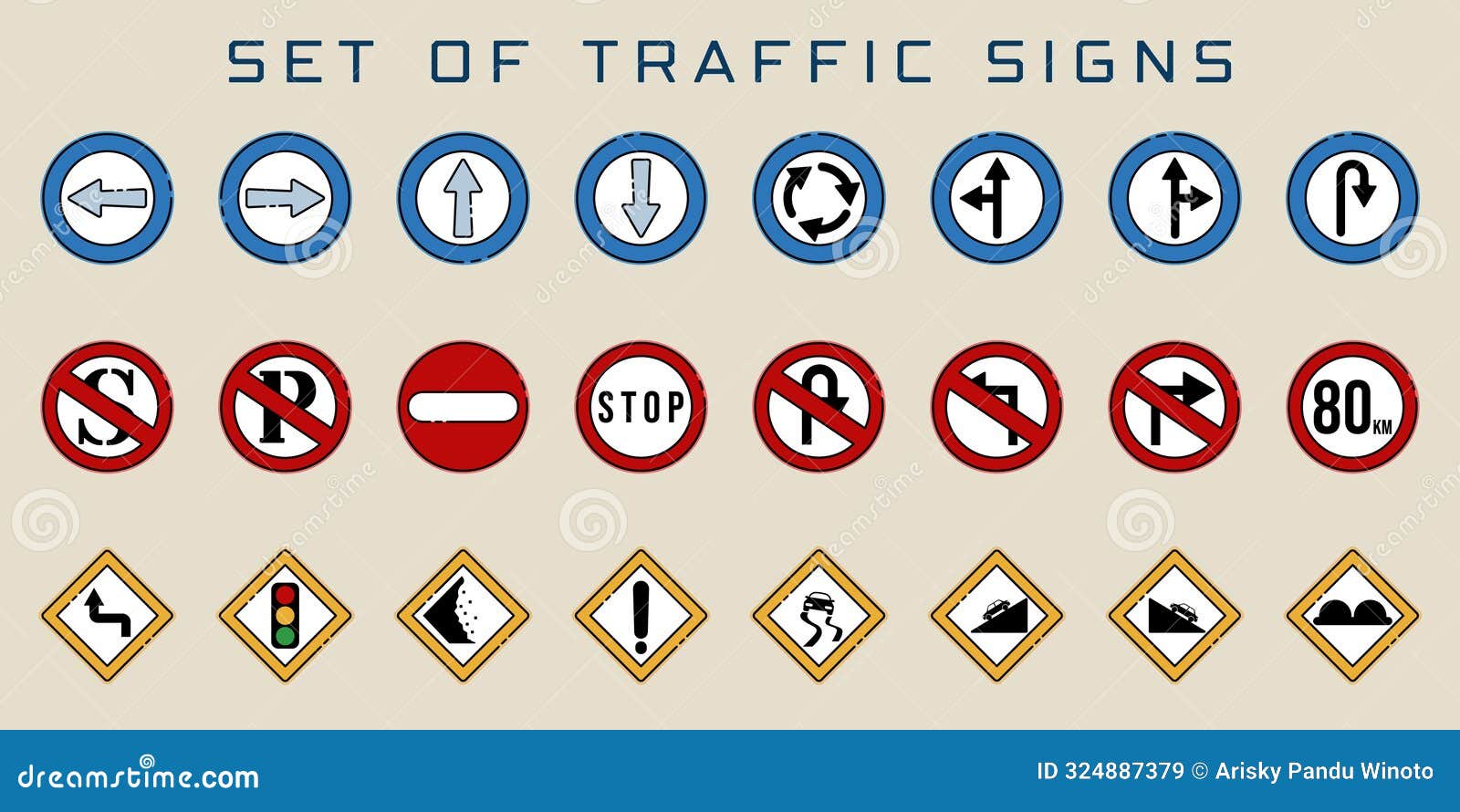 Set of Isolated Traffic Signs Icon Vector Illustration Template Graphic ...