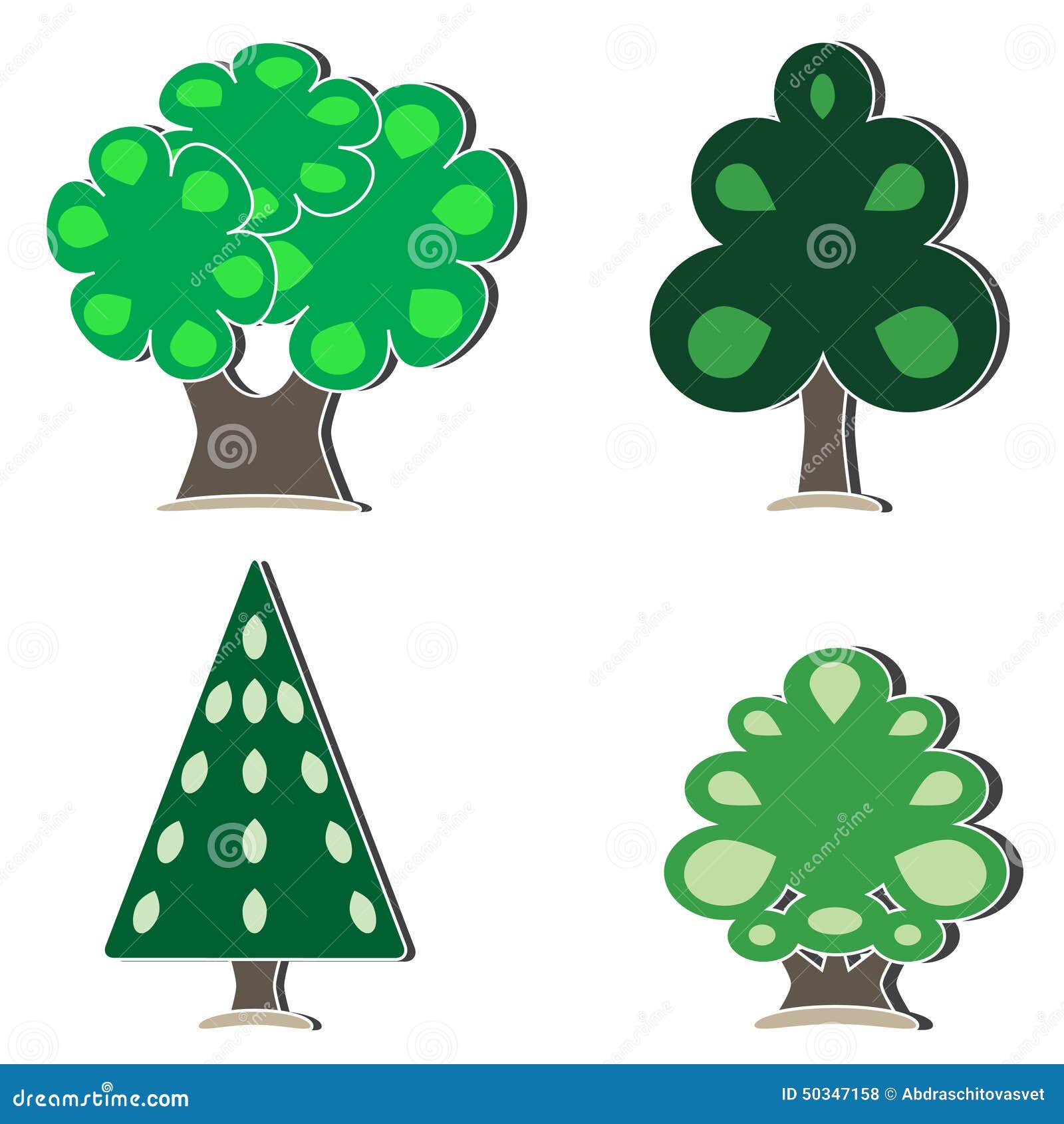 Set of isolated trees stock vector. Illustration of plant - 50347158