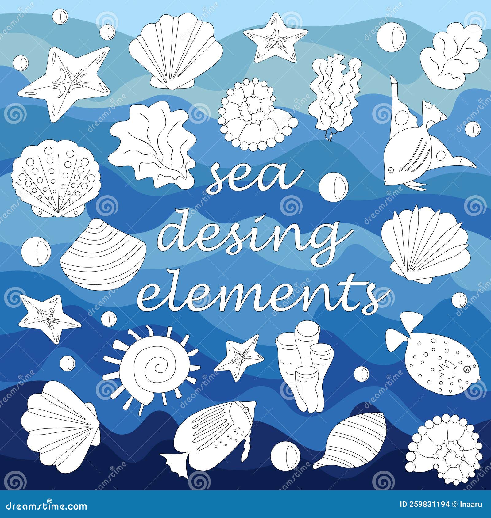 Set of Isolated Underwater Elements. Stock Vector - Illustration of ...