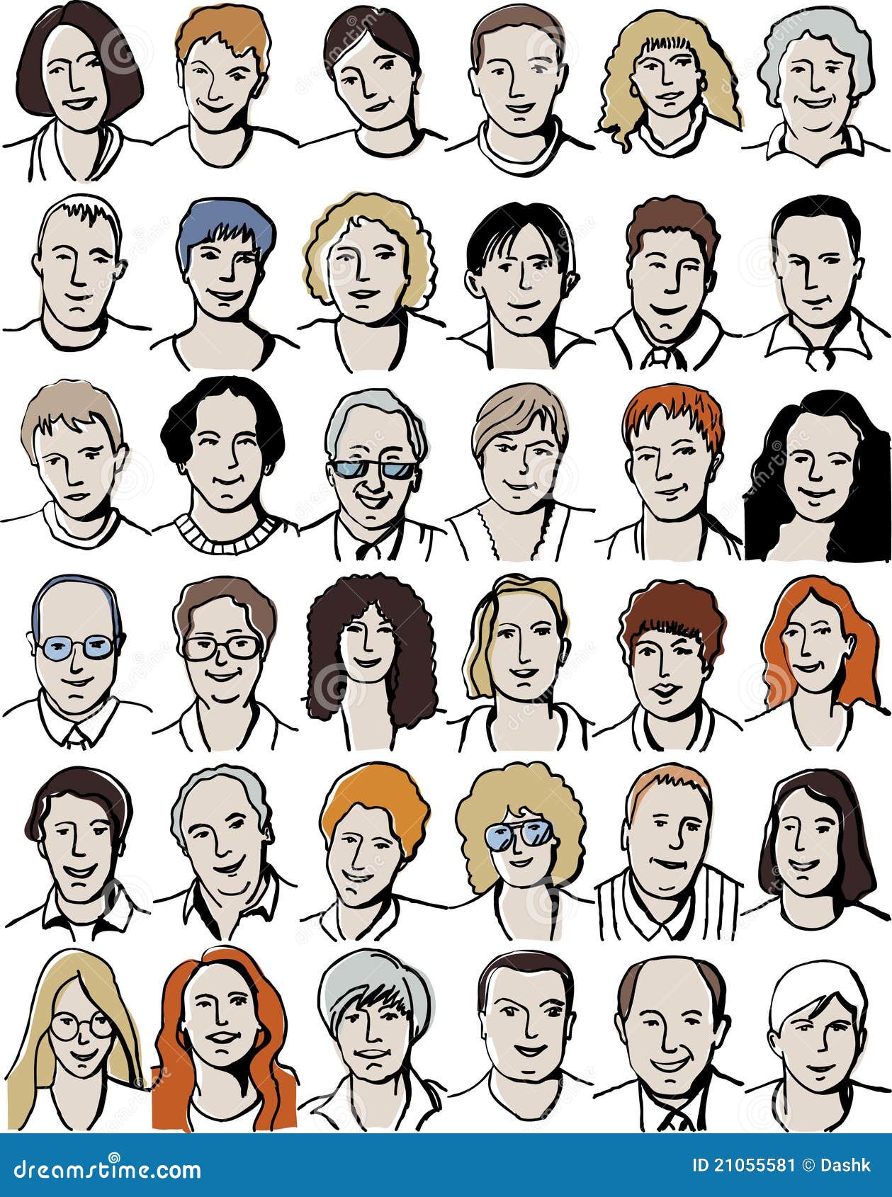 Set Isolated Unrecognizable People Portraits on W Stock Vector ...