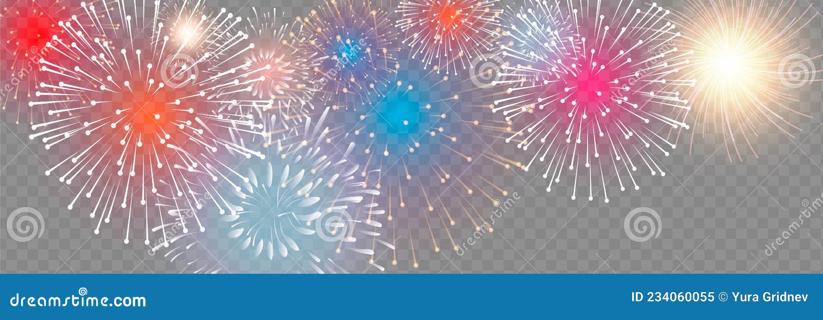 Set of Isolated Vector Fireworks on a Transparent Background. Stock ...