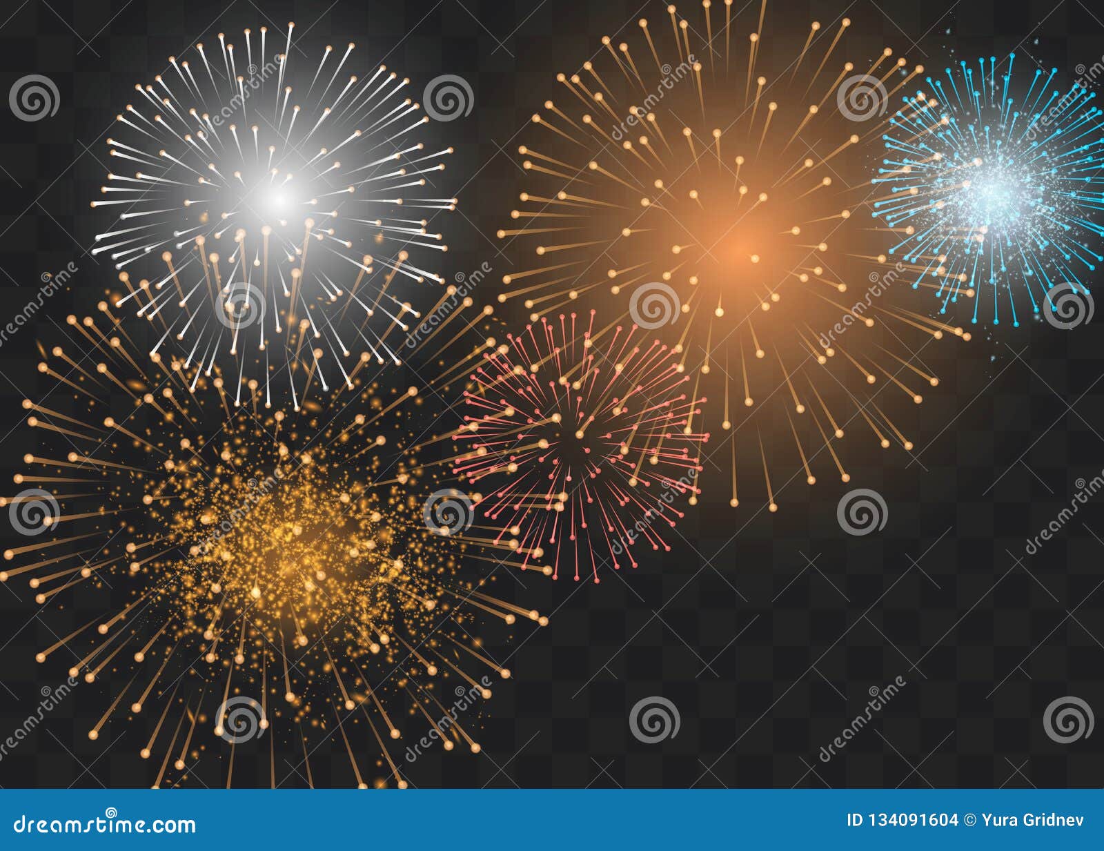 Set of Isolated Vector Fireworks on a Transparent Background Stock ...
