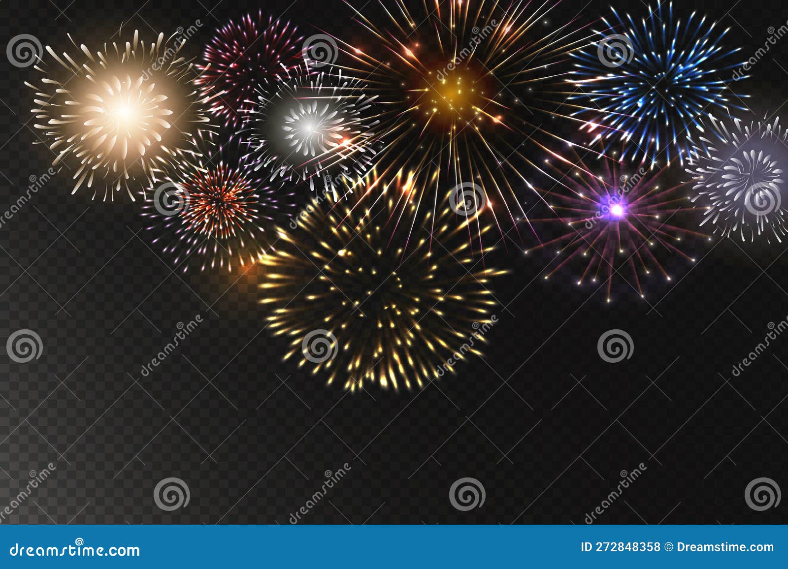 Set of Isolated Vector Fireworks on Transparent Background. Stock ...
