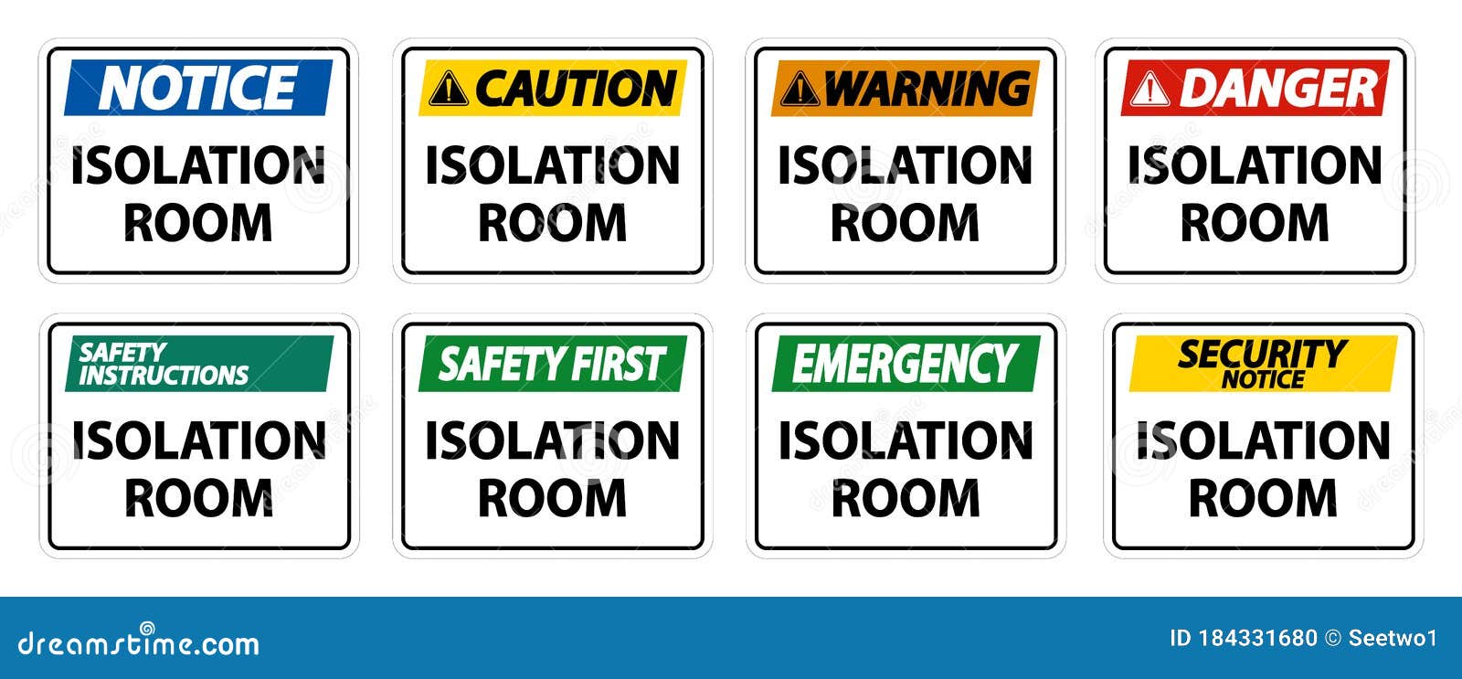 Set Isolation Room Sign Isolate on White Background,Vector Illustration ...