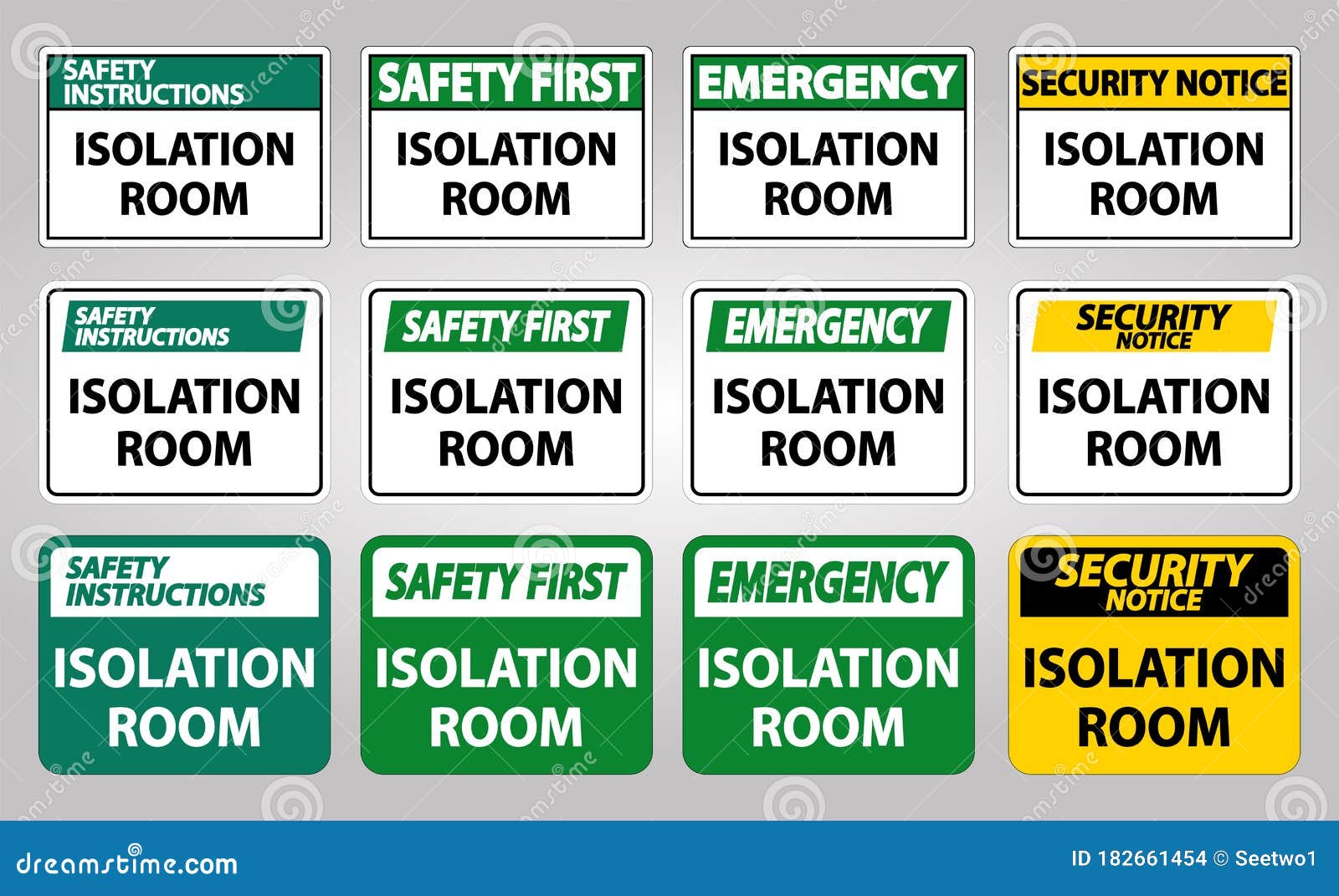 Set Isolation Room Sign Isolate on White Background,Vector Illustration ...