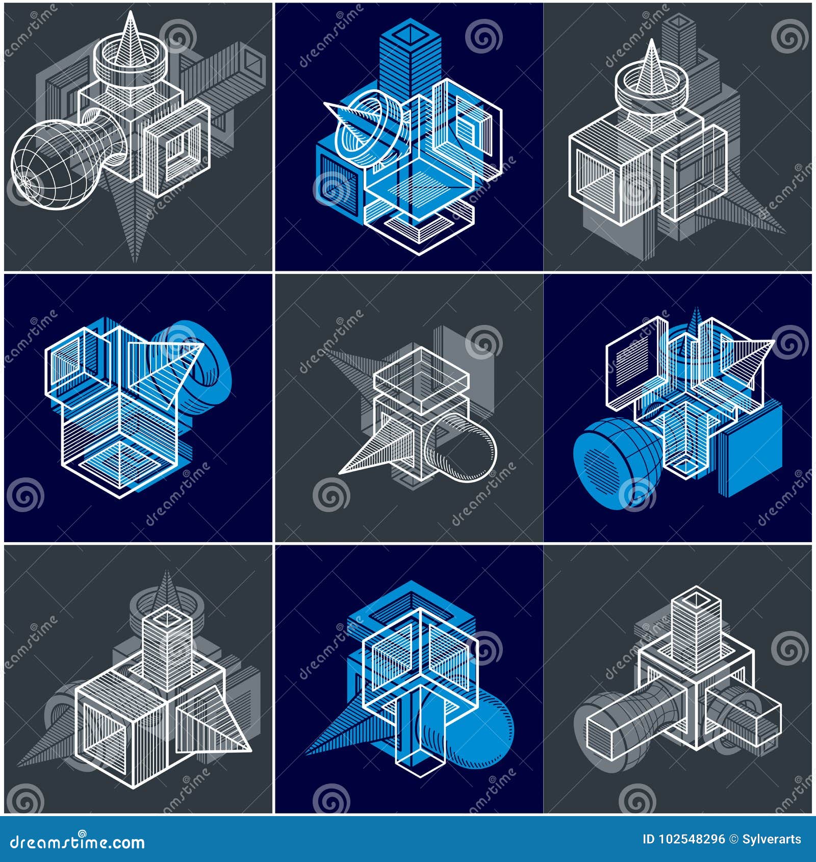Set of Isometric Abstract Vector Geometric Shapes. Stock Vector ...