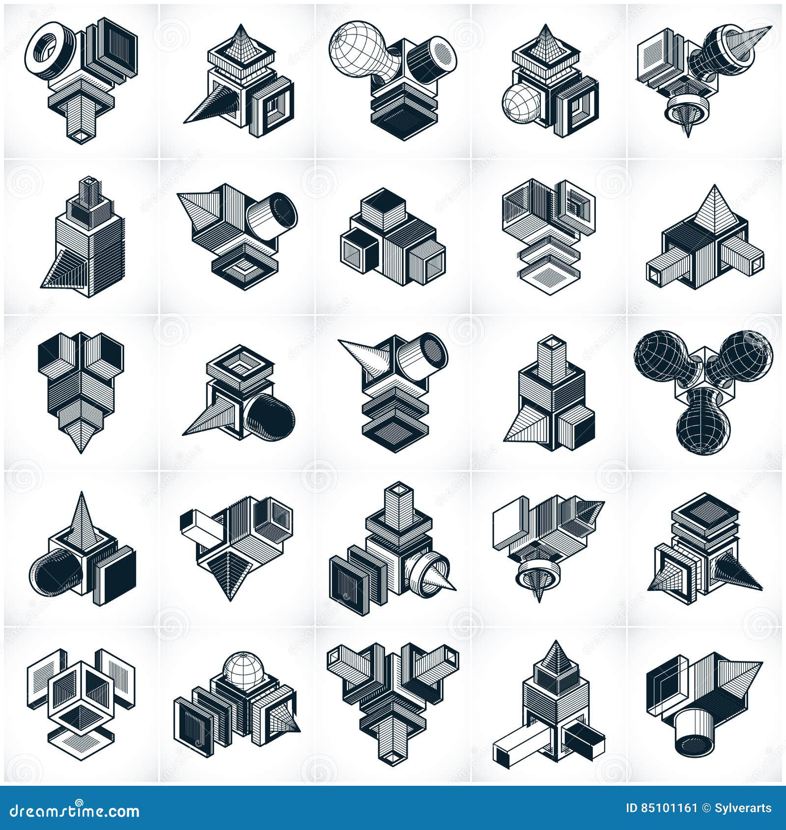 Set of Isometric Abstract Vector Geometric Shapes. Stock Vector ...