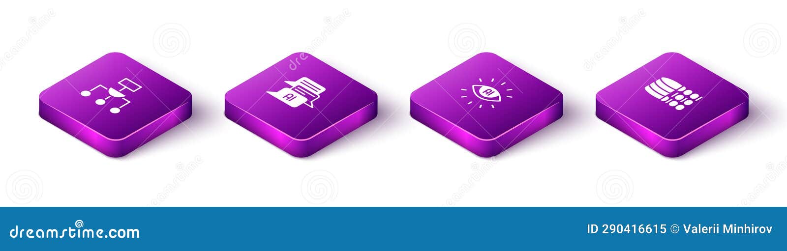 Set Isometric Algorithm Chat Bot Artificial Intelligence Ai And Binary Code Icon Vector Stock 4037