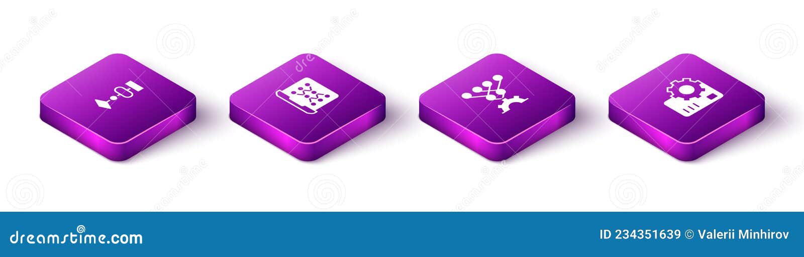 Set Isometric Algorithm Neural Network And Icon Vector Stock Vector 8929