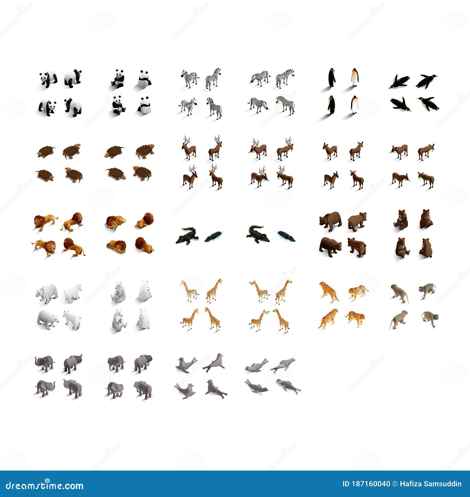 Set of Isometric Animals. Vector Illustration Decorative Design Stock ...