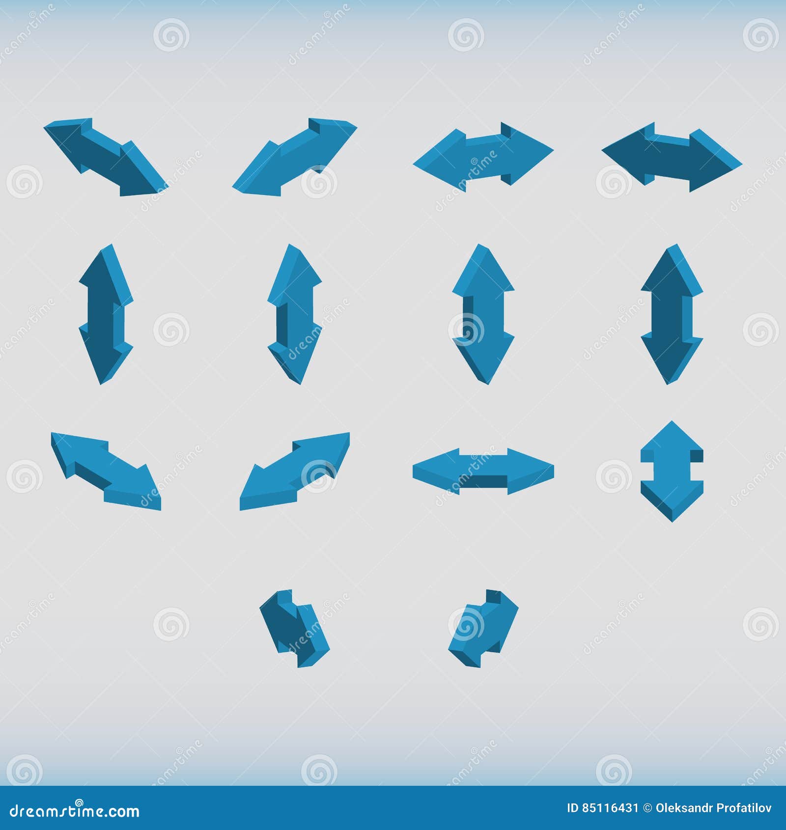 Set of Isometric Arrows Blue Color. Stock Vector - Illustration of ...