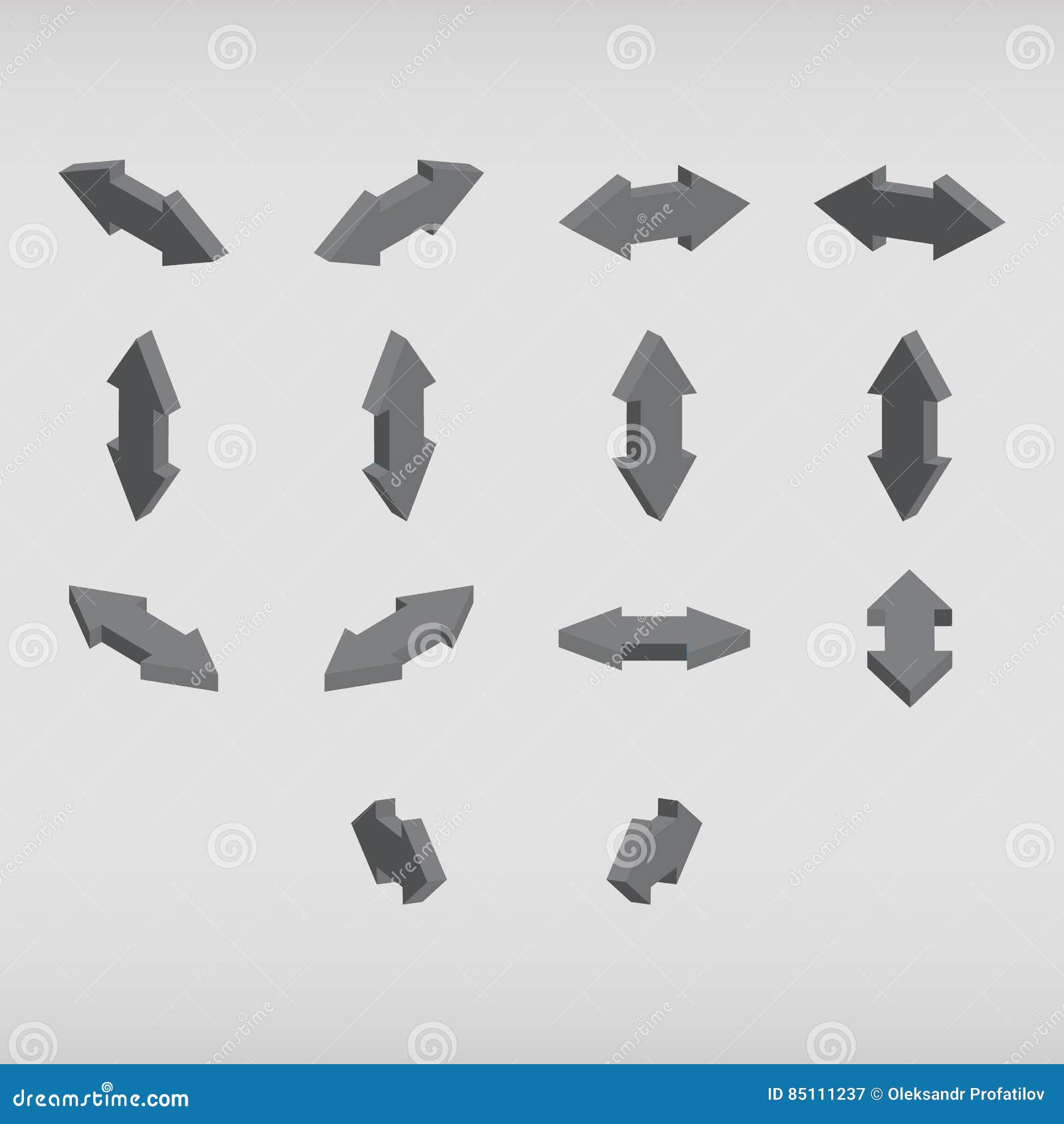 Set of Isometric Arrows Gray Color. Stock Vector - Illustration of ...