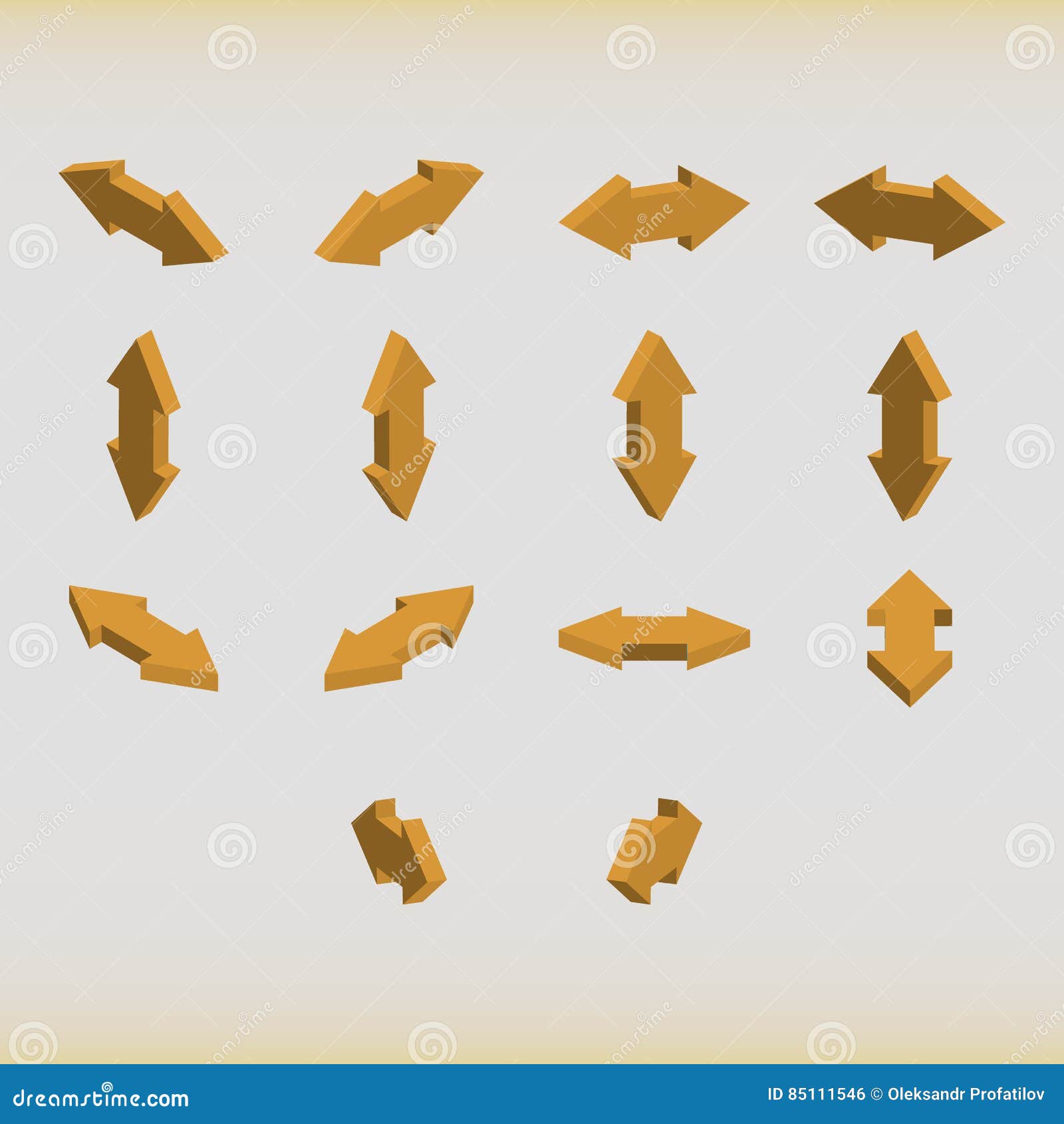 Set of Isometric Arrows Orange Color. Stock Vector - Illustration of ...