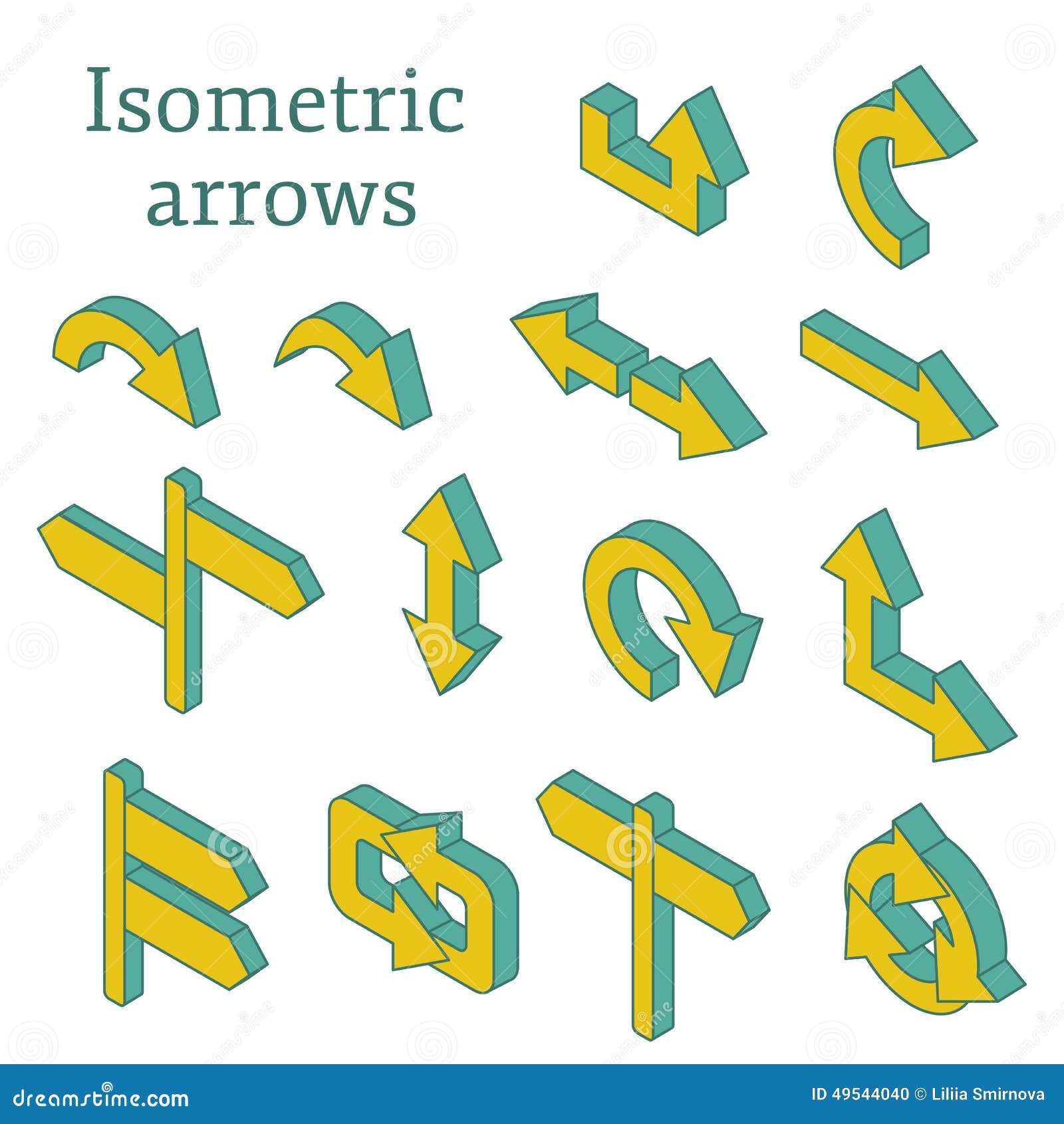 Set of isometric arrows stock vector. Illustration of icon - 49544040