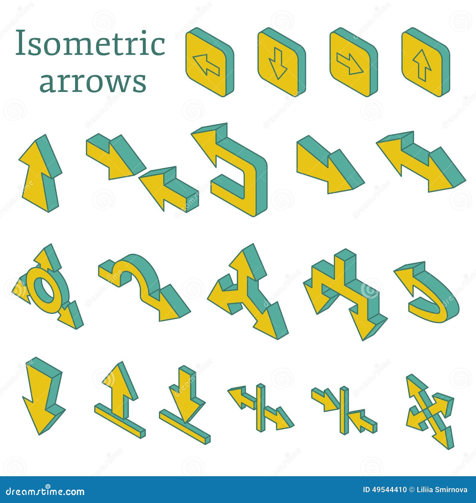 Set of isometric arrows stock vector. Illustration of collection - 49544410