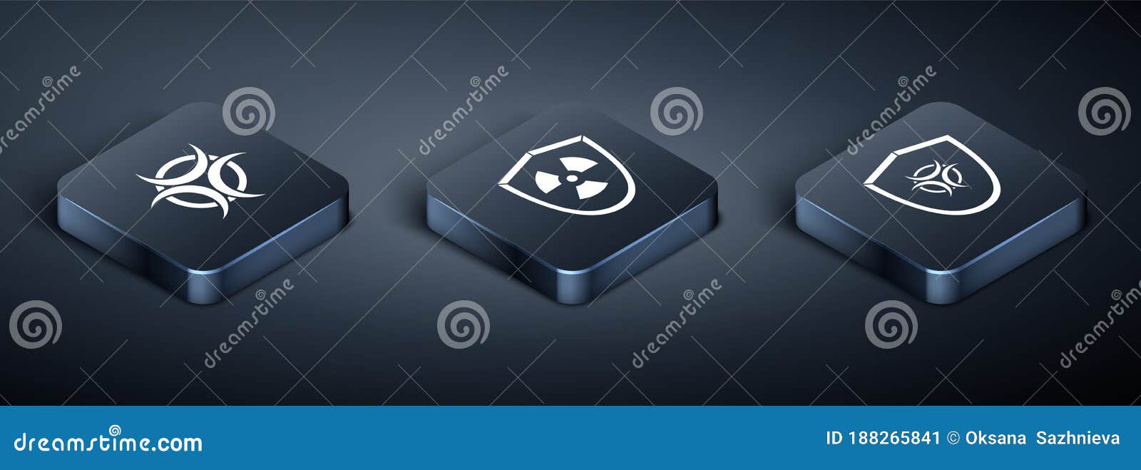 Set Isometric Biohazard Symbol, Biohazard Symbol on Shield and ...