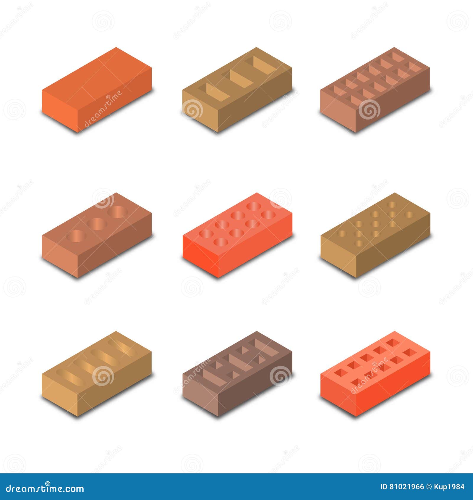 A Set of Isometric Bricks, Vector Illustration. Stock Vector ...
