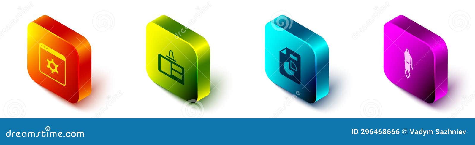 Set Isometric Browser Setting, Identification Badge, Document with ... Set Isometric Browser Setting, Identification Badge, Document with ...