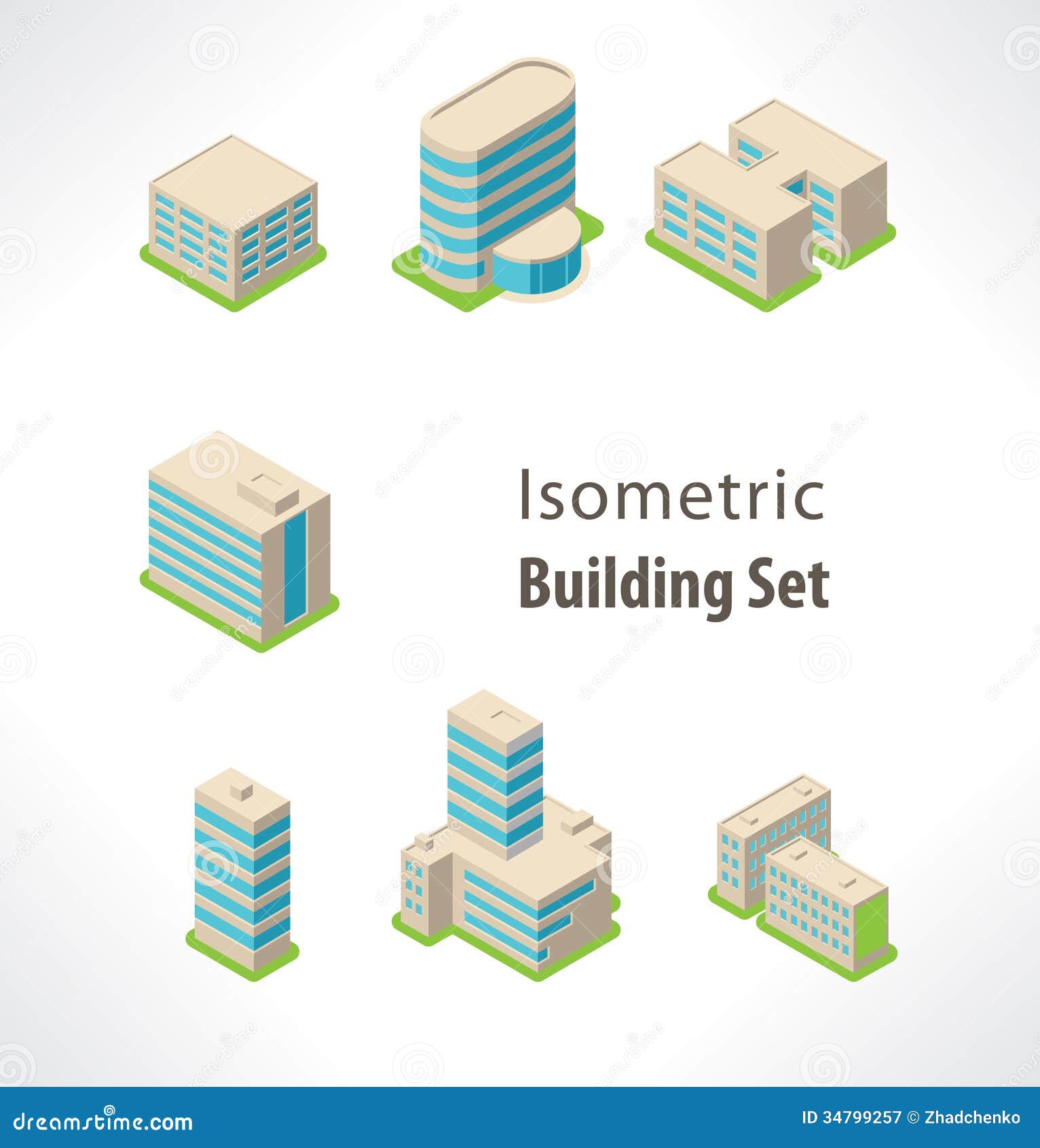 Set Isometric building. stock illustration. Illustration of contrast ...