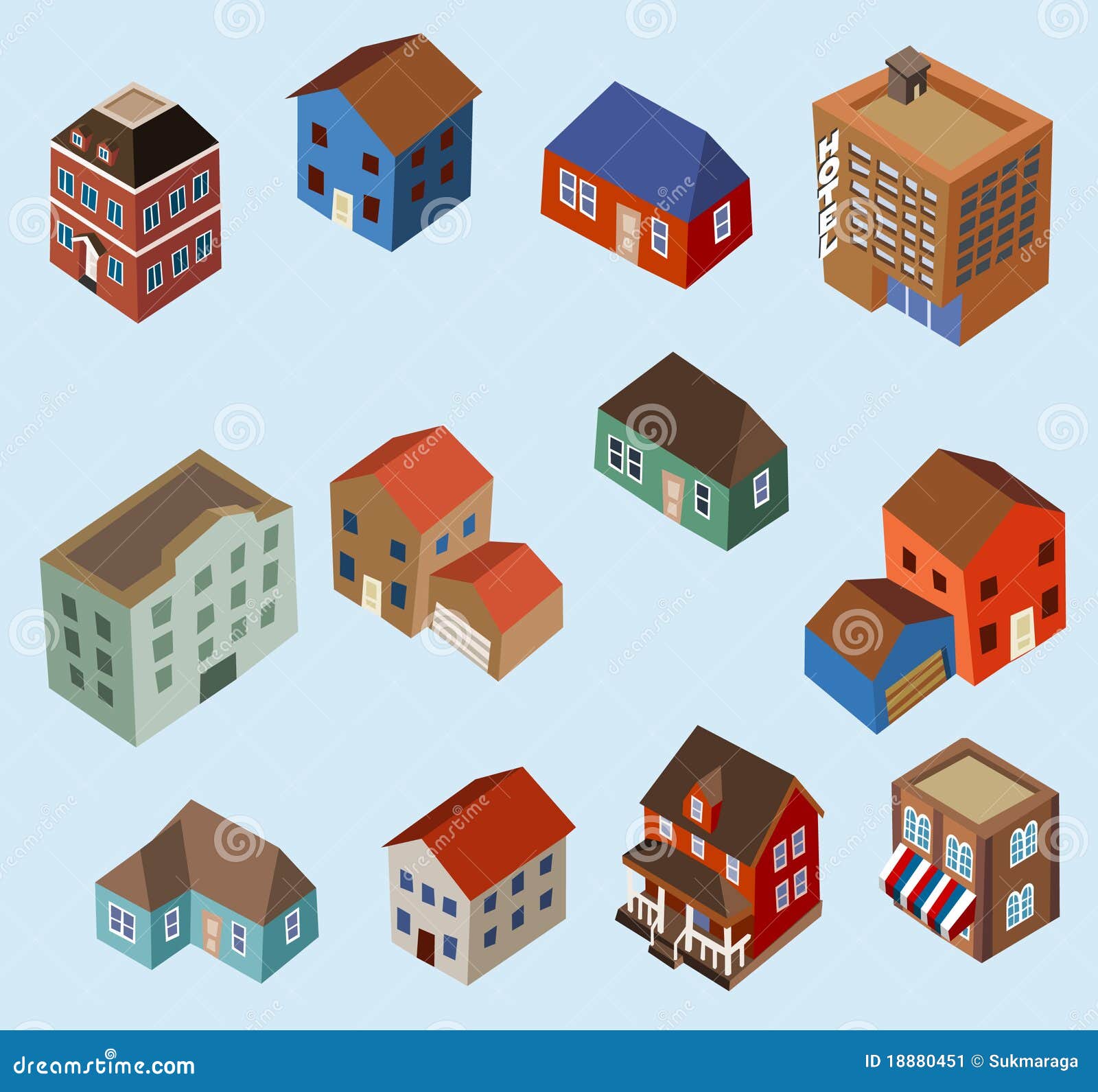 Set of Isometric Buildings stock vector. Illustration of resident ...