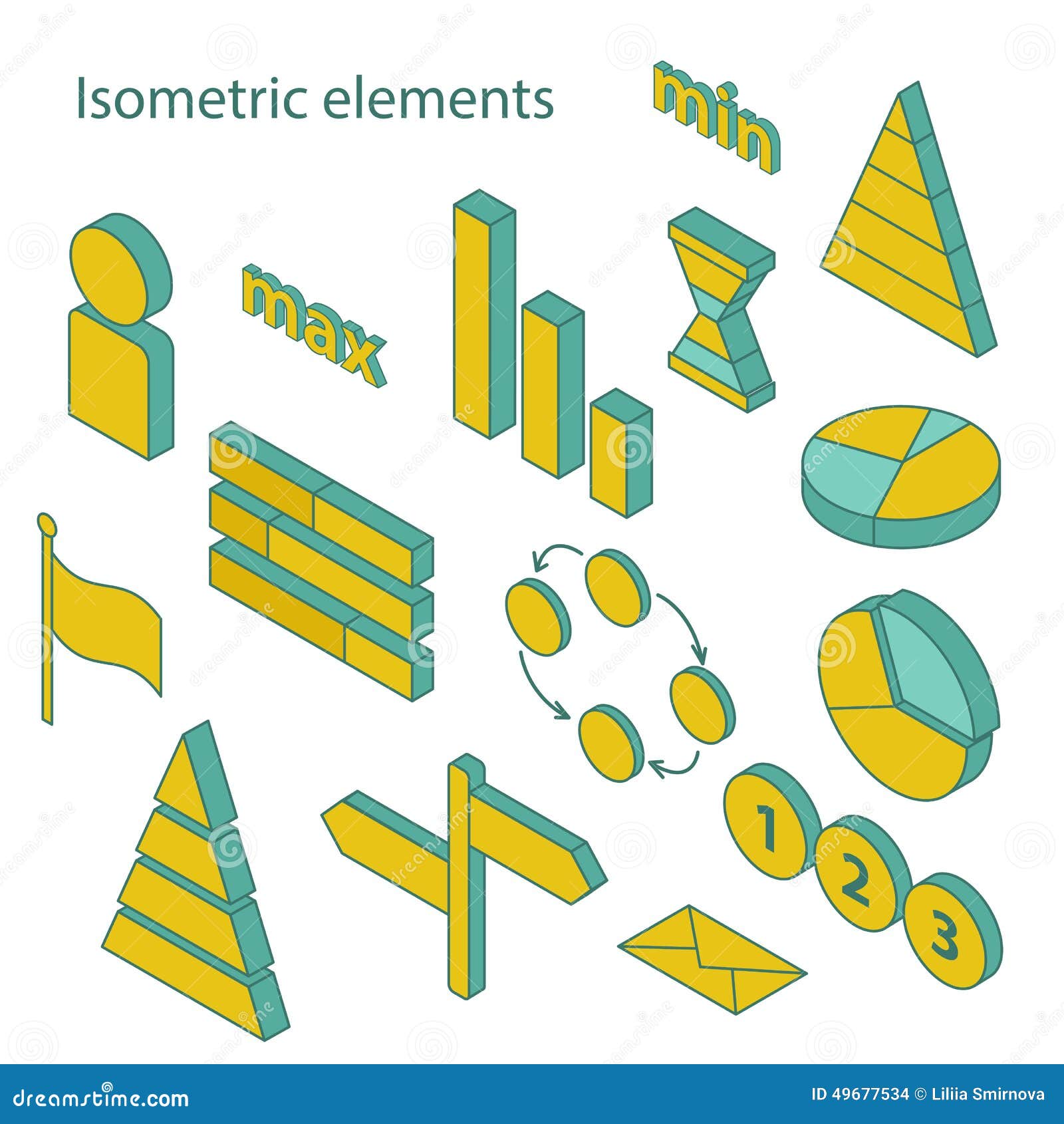 Set of Isometric Business Elements Stock Vector - Illustration of ...