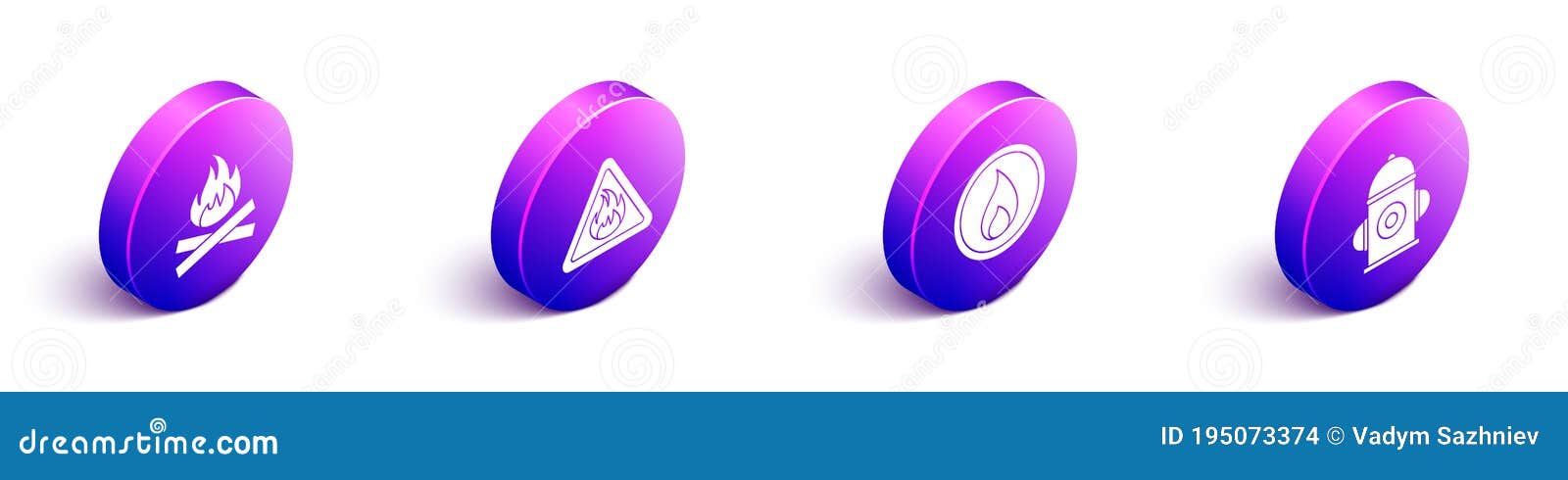 Set Isometric Campfire, Fire Flame in Triangle, Fire Flame and Fire ...