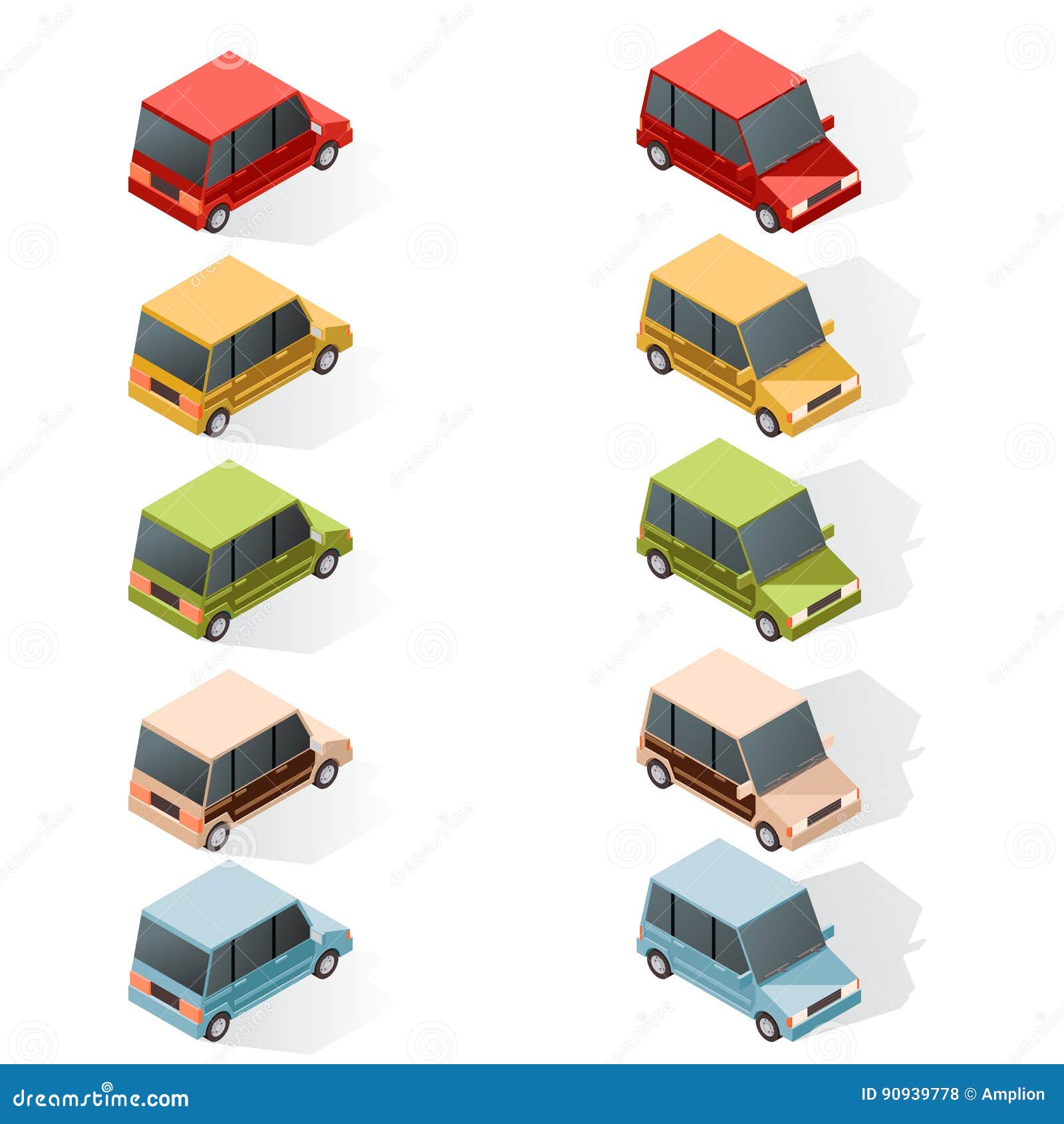 Set of isometric car icons stock vector. Illustration of carrier - 90939778