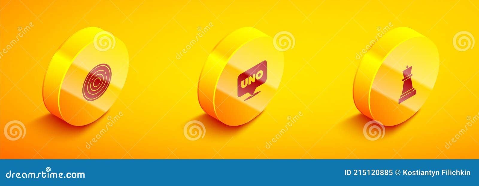 Set Isometric Checker Game Chips, Uno Card and Chess Icon. Vector Stock ...