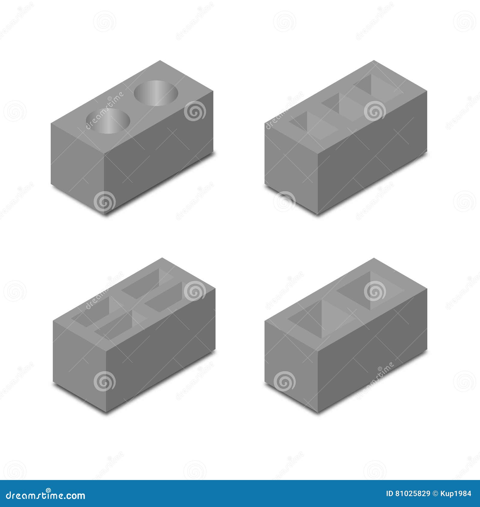 A Set of Isometric Cinder Blocks, Vector Illustration. Stock Vector ...