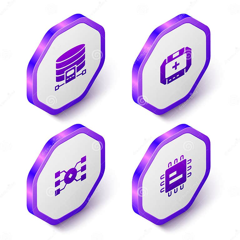 Set Isometric Cloud Database, First Aid Kit, Neural Network and ... Set Isometric Cloud Database, First Aid Kit, Neural Network and ...