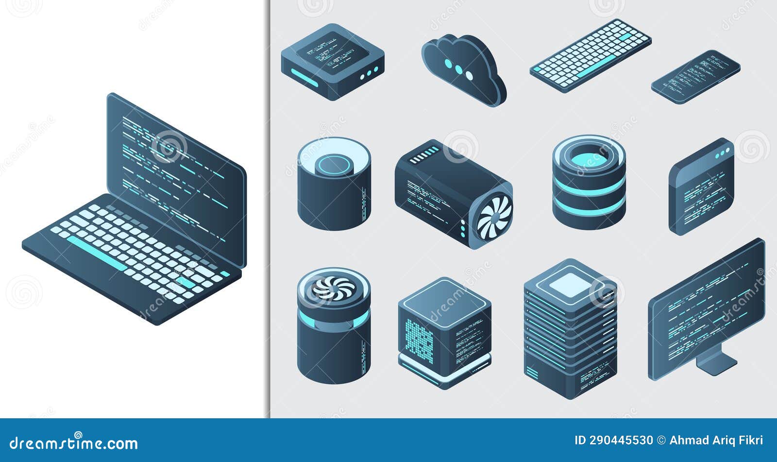 Set of Isometric Computer Technology. Isometric Set Server Equipment ...