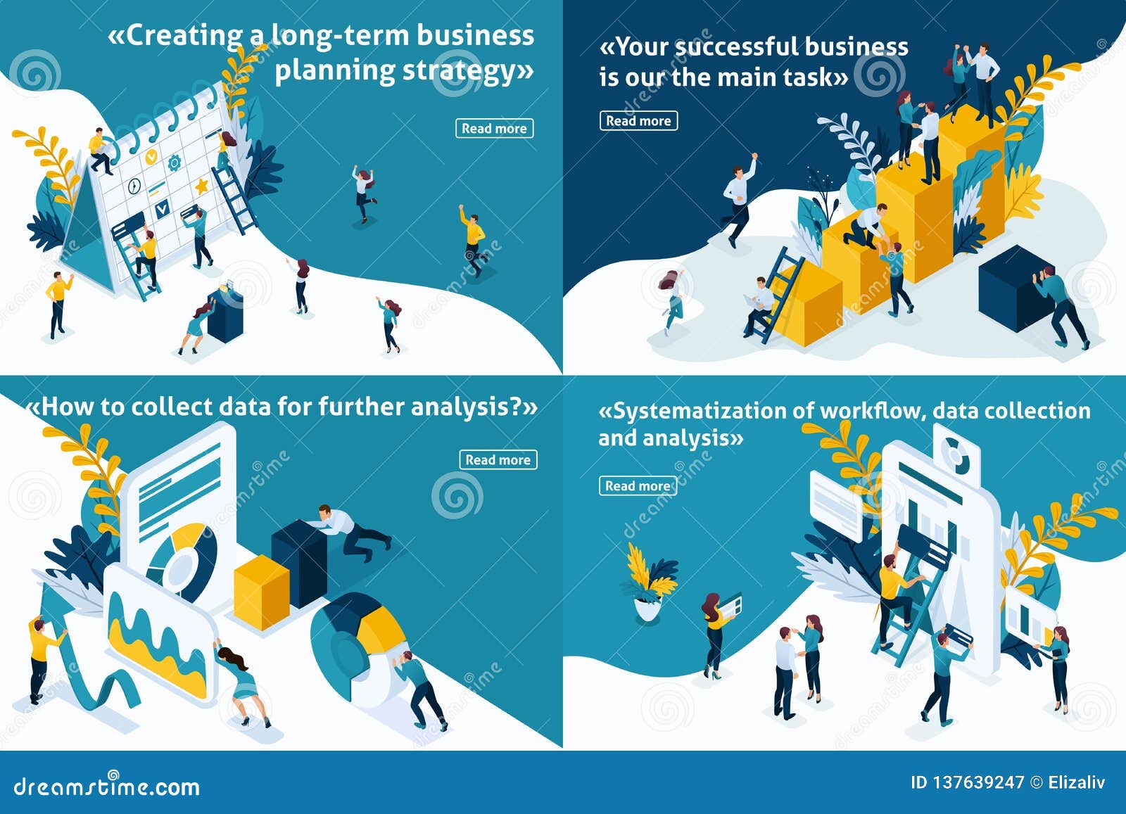 Isometric Set Article for Business Solutions Stock Vector ...