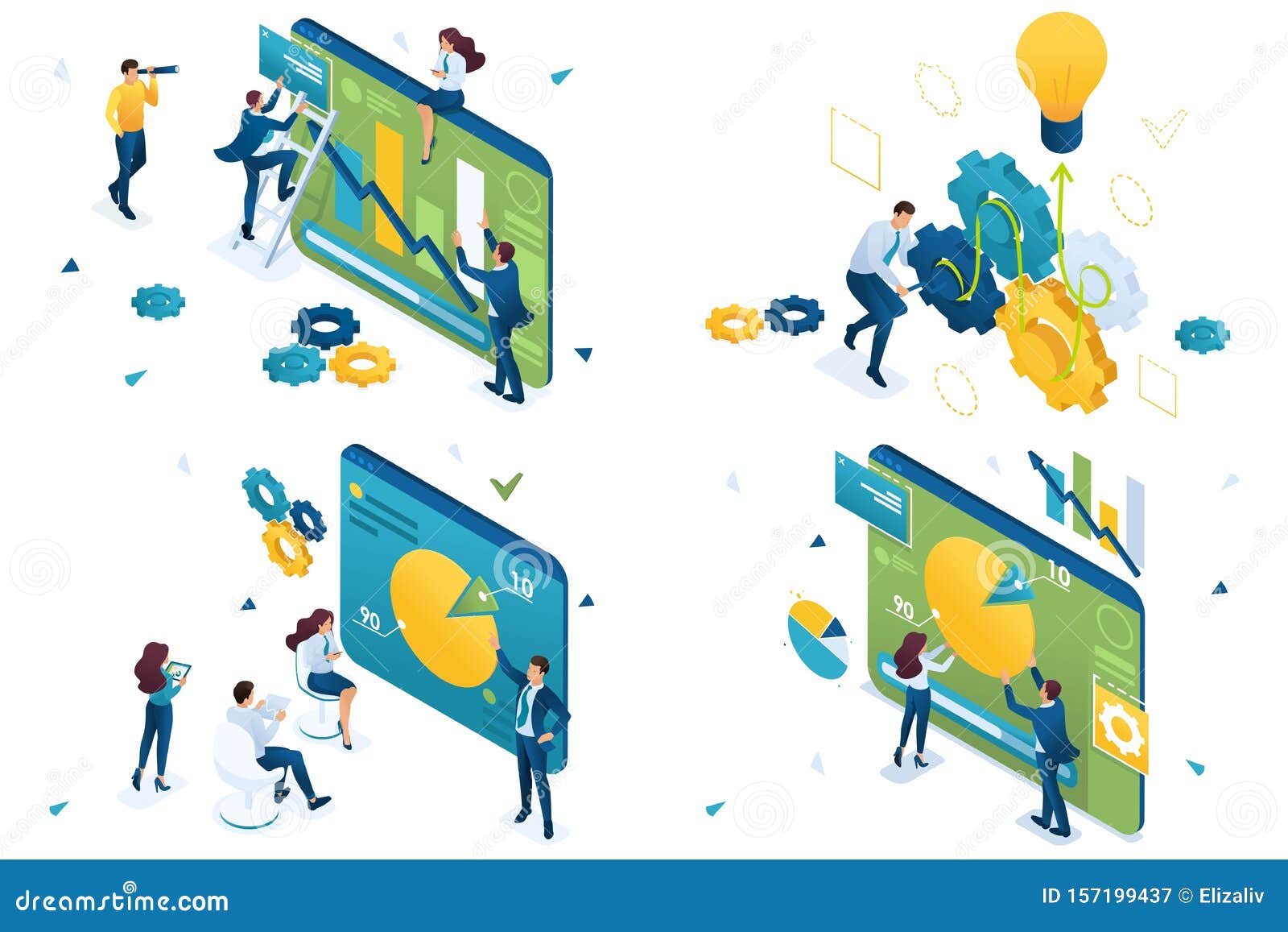 Set of Isometric Concepts Graphs and Charts, Business Ideas, Analytics ...